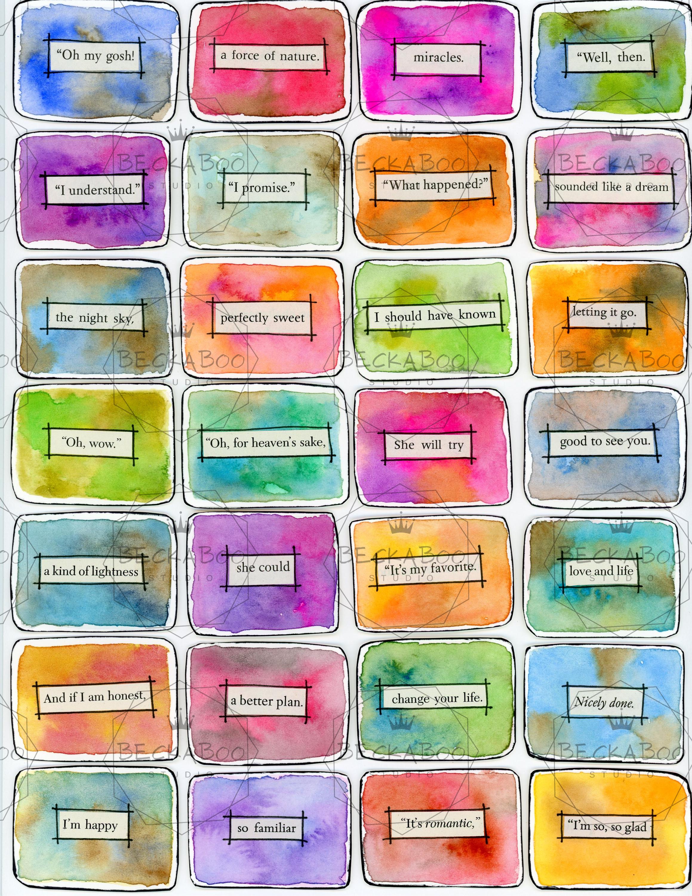 Watercolor Words Printables, Words Digital Collage Sheet, Junk Journal ...