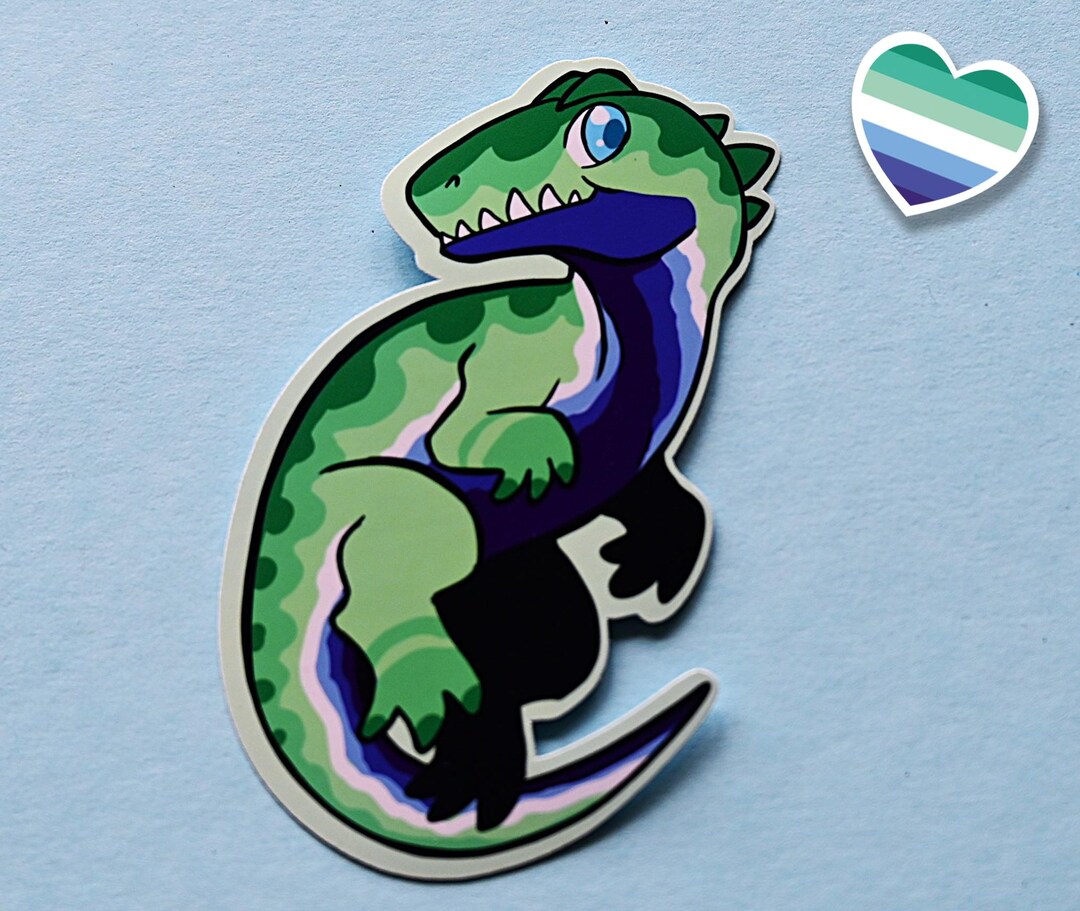 Me-gay-losaurus Sticker: LGBTQIA Pride Dinosaur Pun - Etsy