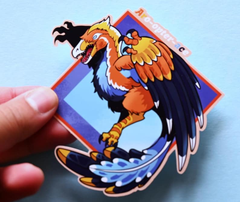 Lgbtqia Pride Month Flag Dinosaur Archaeopteryx Stickers: Aro-opter-ace ...