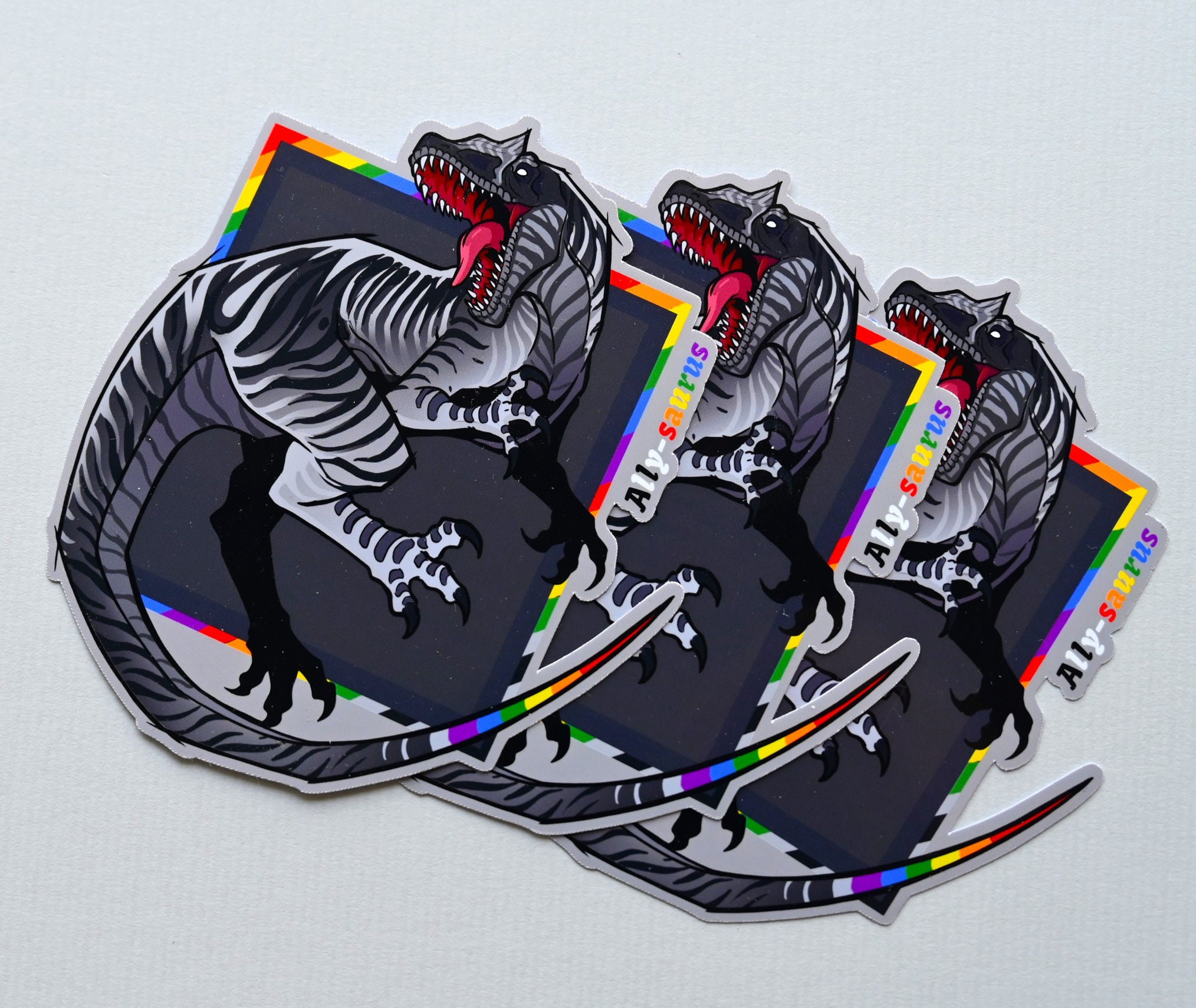 Lgbtqia Pride Month Flag Dinosaur Allosaurus Stickers: Ally-saurus Pun ...