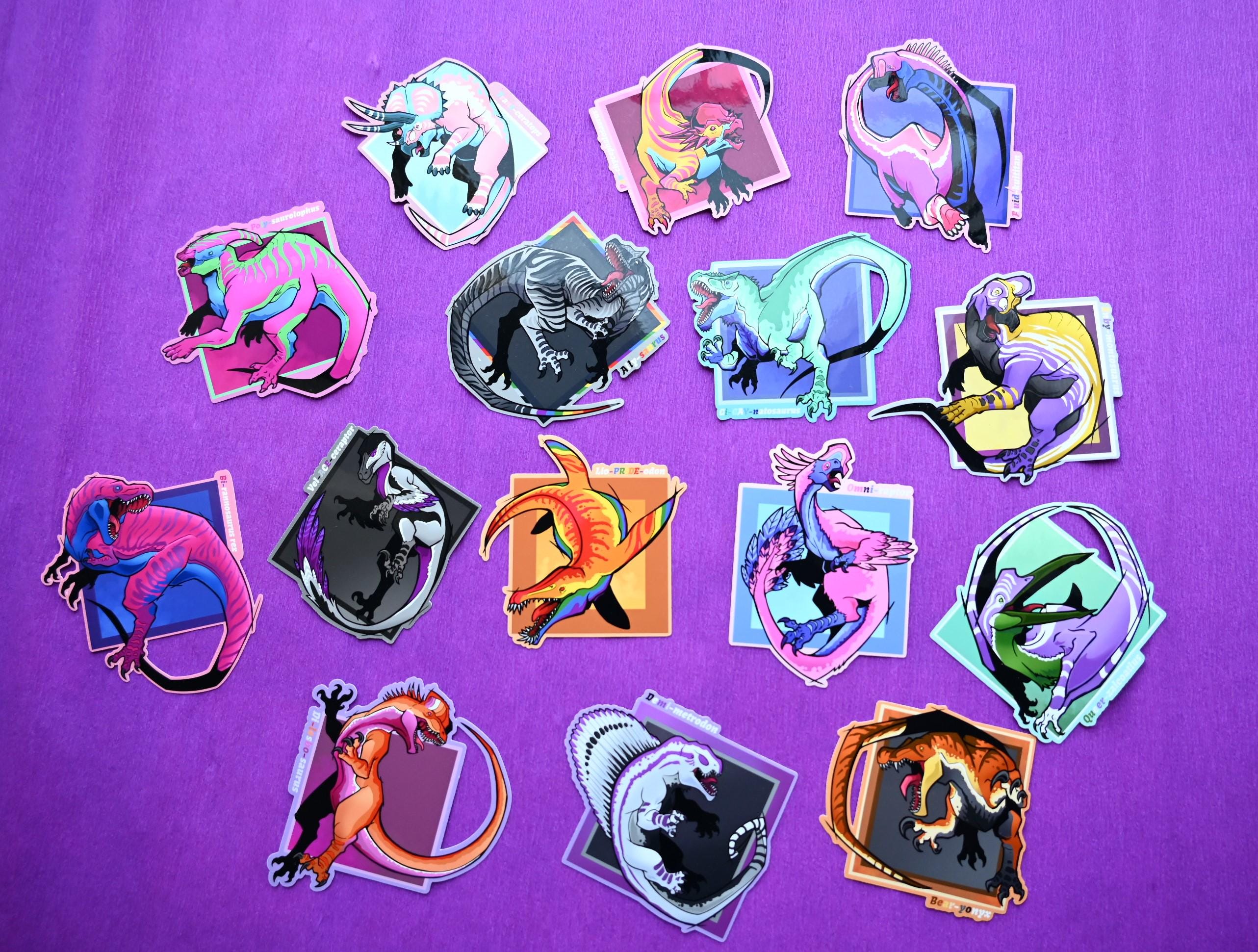 Lgbtqia Pride Flag Dinosaur Stickers Pack: 26 Pride Pun Sticker Dinos ...
