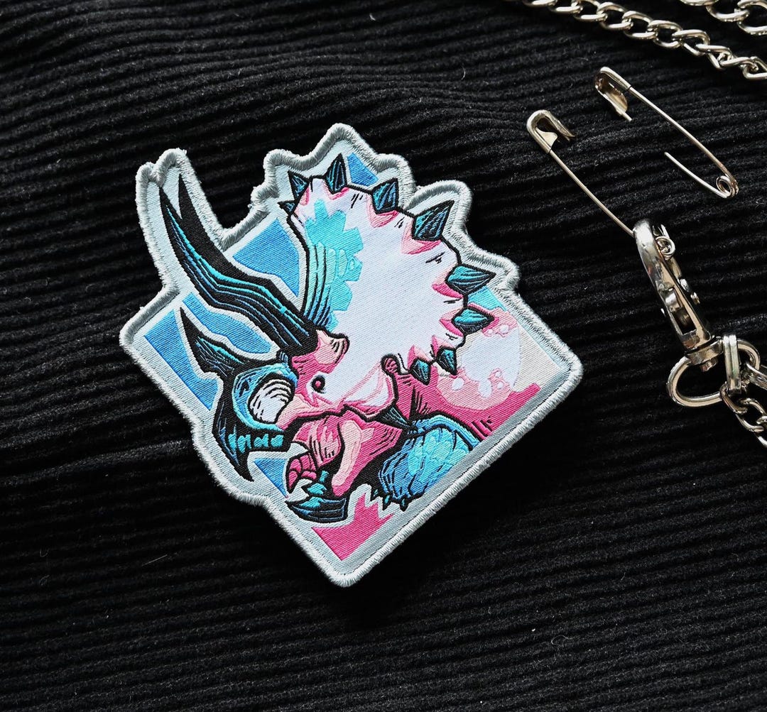 Dinosaur LGBTQ Pride Month Flag Iron-on Woven Patch: Trans-ceratops - Etsy
