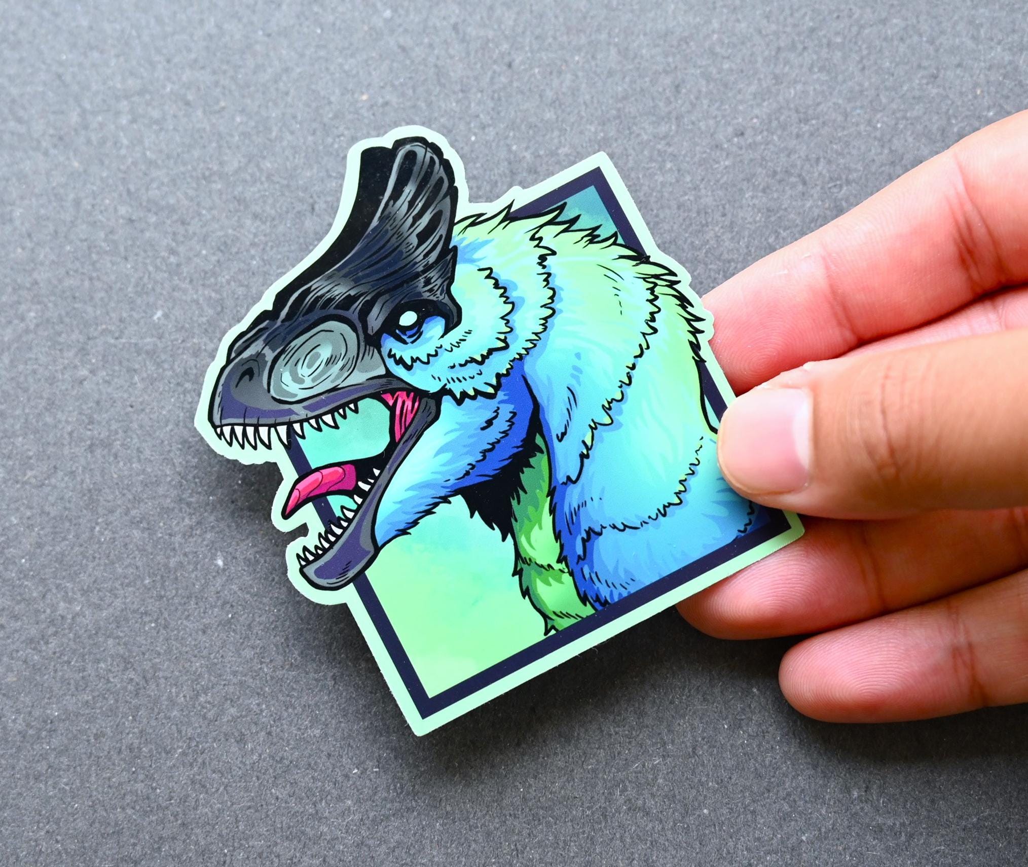 Aesthetic Dinosaur Paleo Art Vinyl Sticker Collection: Carnotaurus ...