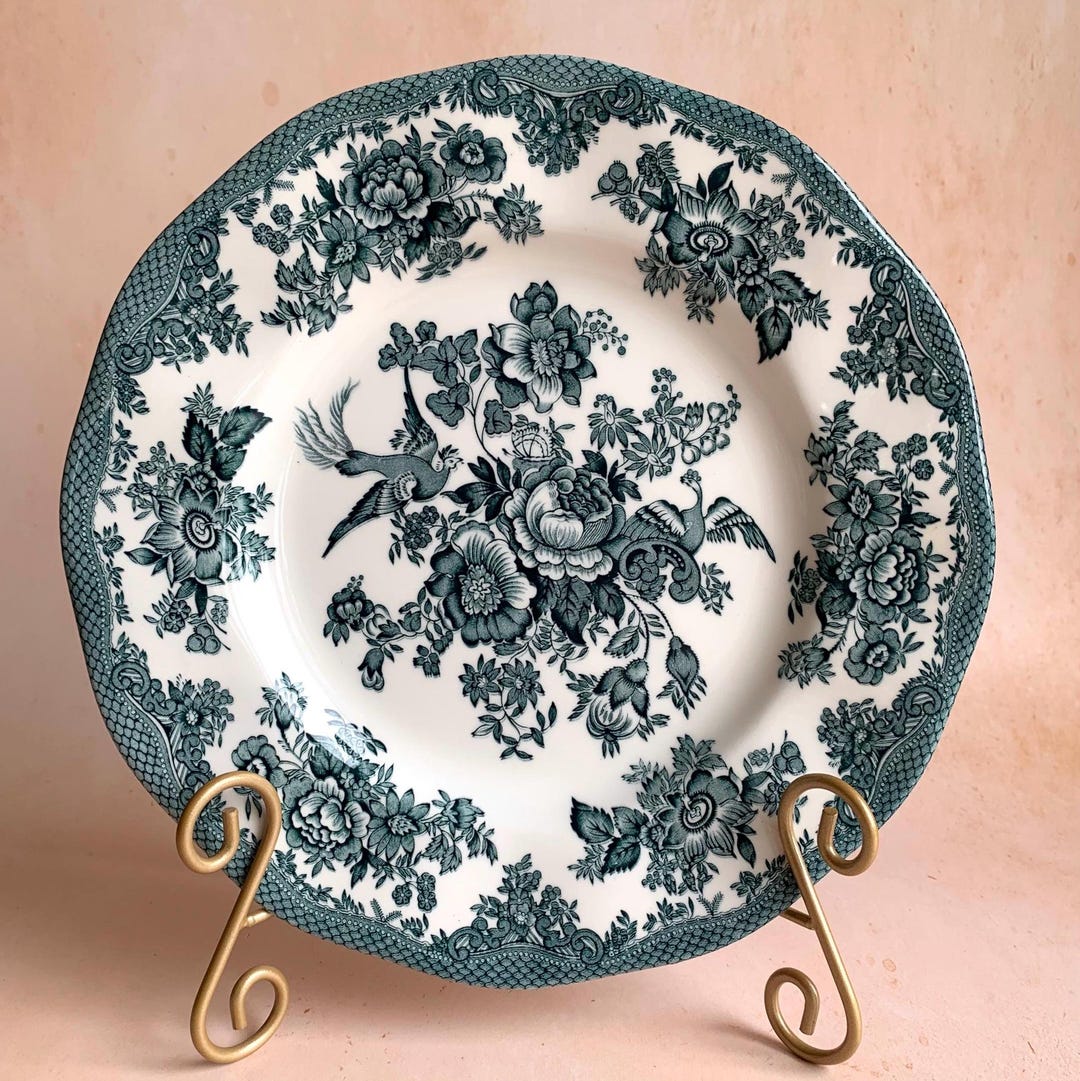 Vintage Asiatic Pheasants Dinner Plate in Teal - Enoch Wedgwood - Etsy