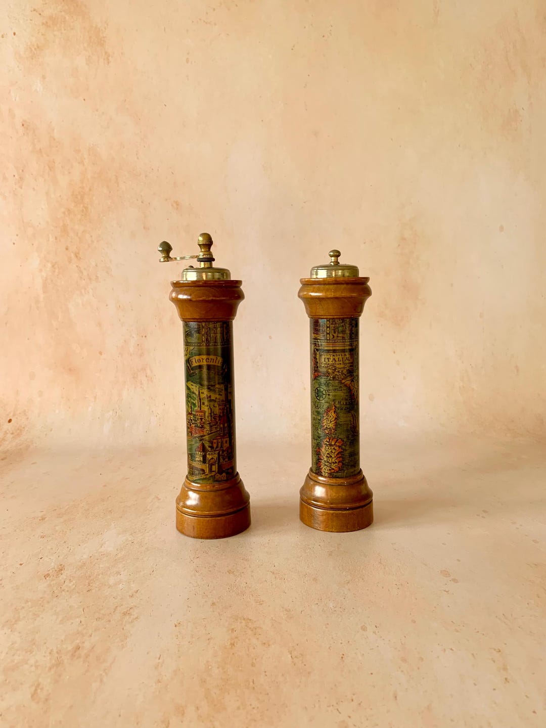 Vintage Italian Map Design Salt Shaker and Pepper Mill Vintage Salt and ...