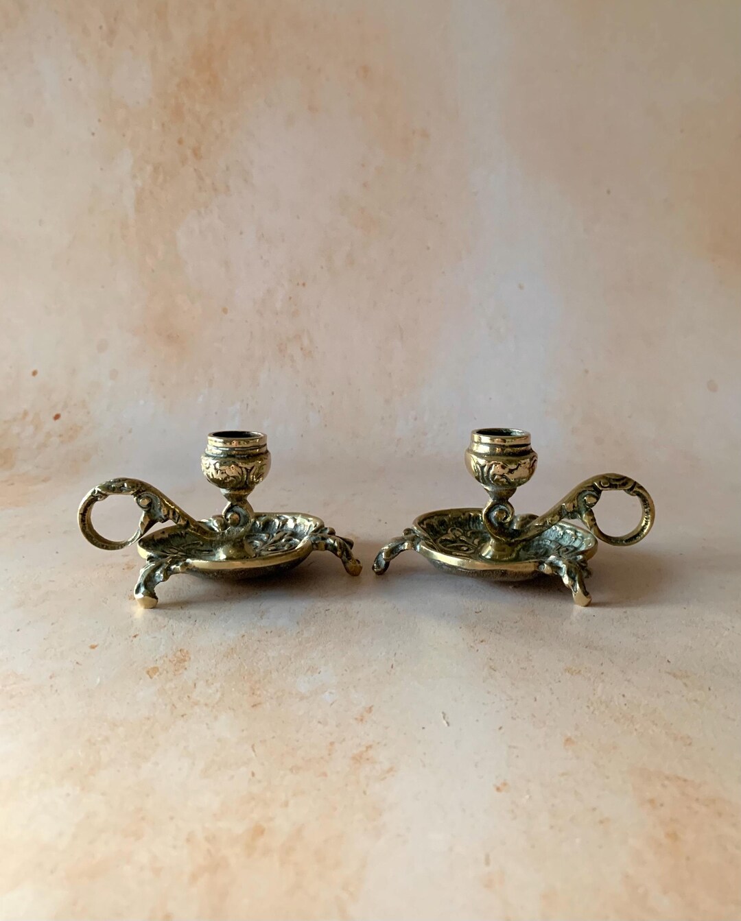 Vintage Brass Ornate Chamber Sticks Vintage Brass Chamber Stick Candle ...