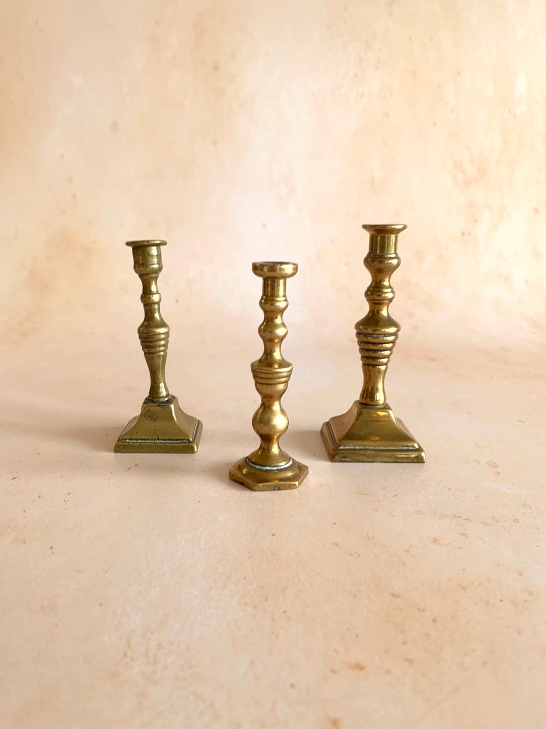 Vintage Miniature Brass Candlesticks, Bundle of 3 - Etsy