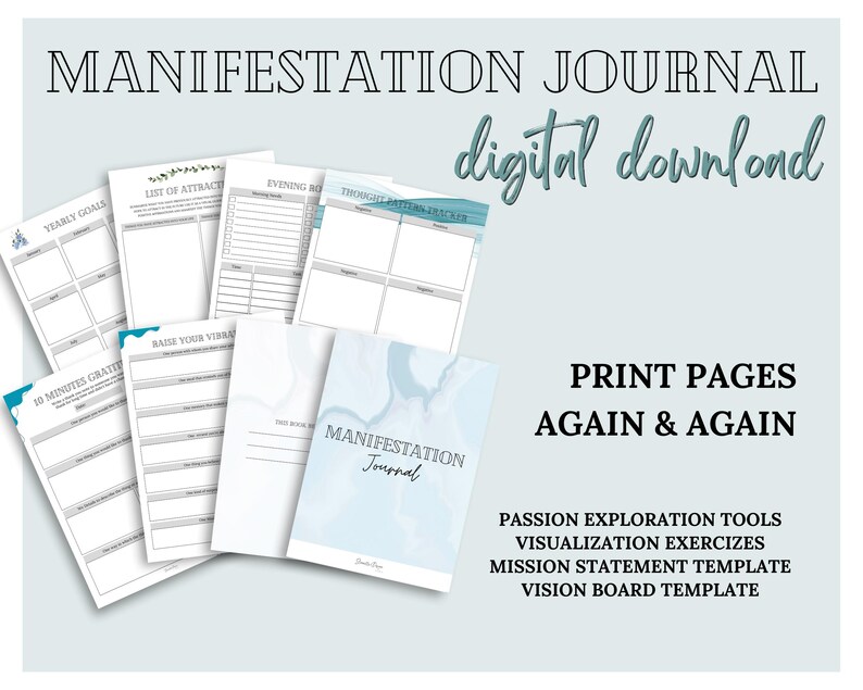 Manifestation Journal Digital Download | Goal Setting, Gratitude ...