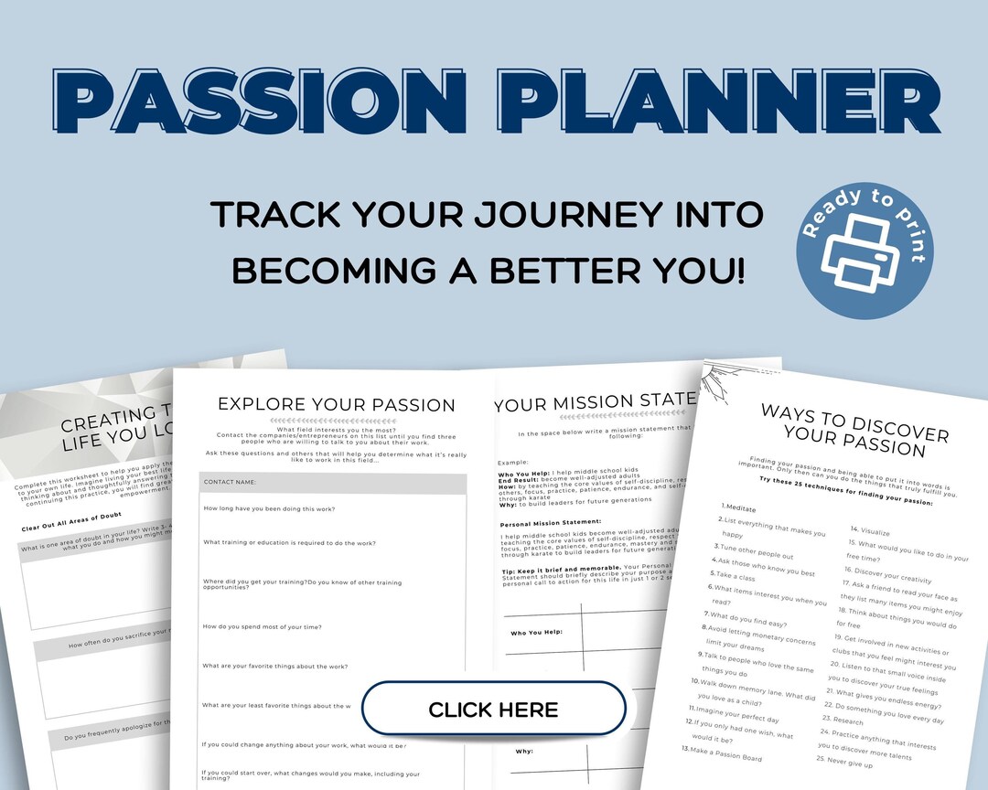 Find Your Passion Planner - Digital Download | Goal Setting, Personal ...