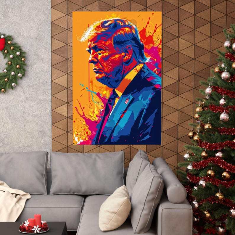 Trump Vector Art Matte Vertical Poster Print, Lofi Aesthetic Decor ...