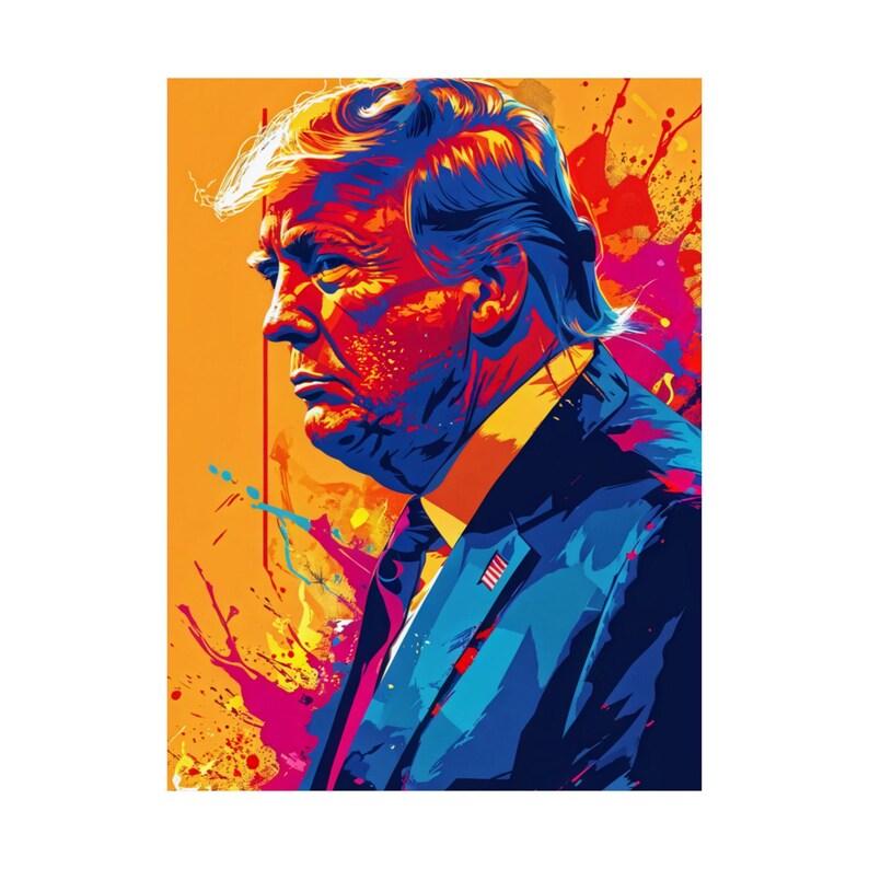 Trump Vector Art Matte Vertical Poster Print, Lofi Aesthetic Decor ...