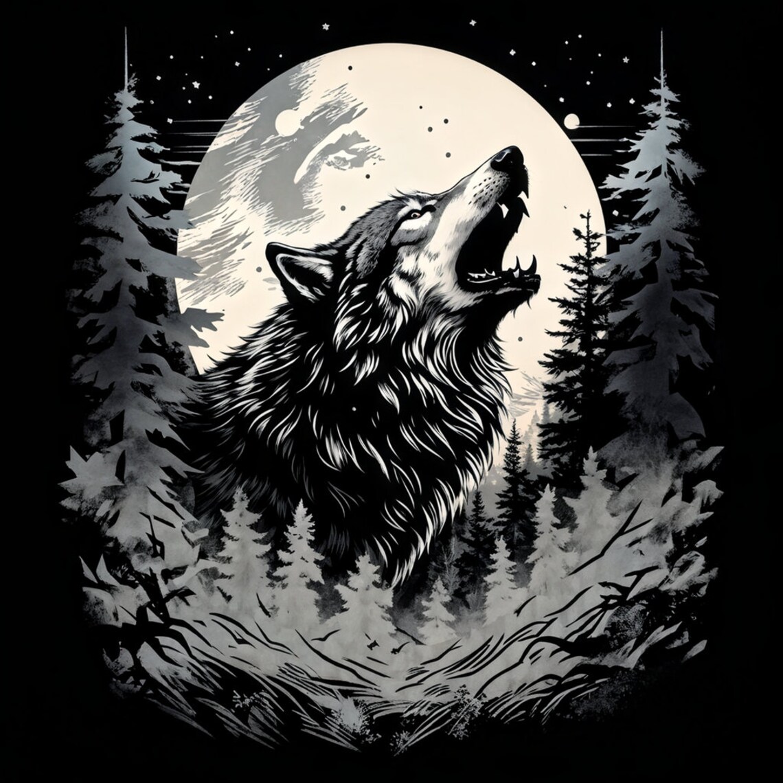 Wolf in Mid Howl / AI Art / Digital File - Etsy