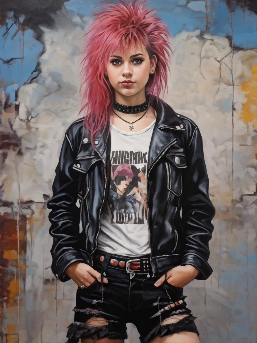 1982 Punk Chick / AI Art / 5 Digital Files - Etsy