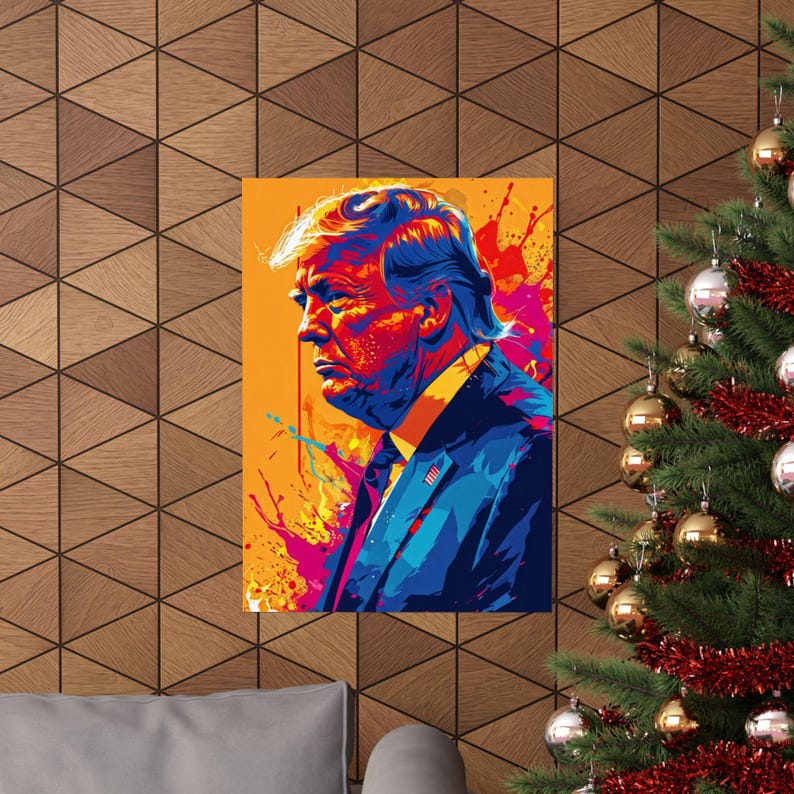 Trump Vector Art Matte Vertical Poster Print, Lofi Aesthetic Decor ...