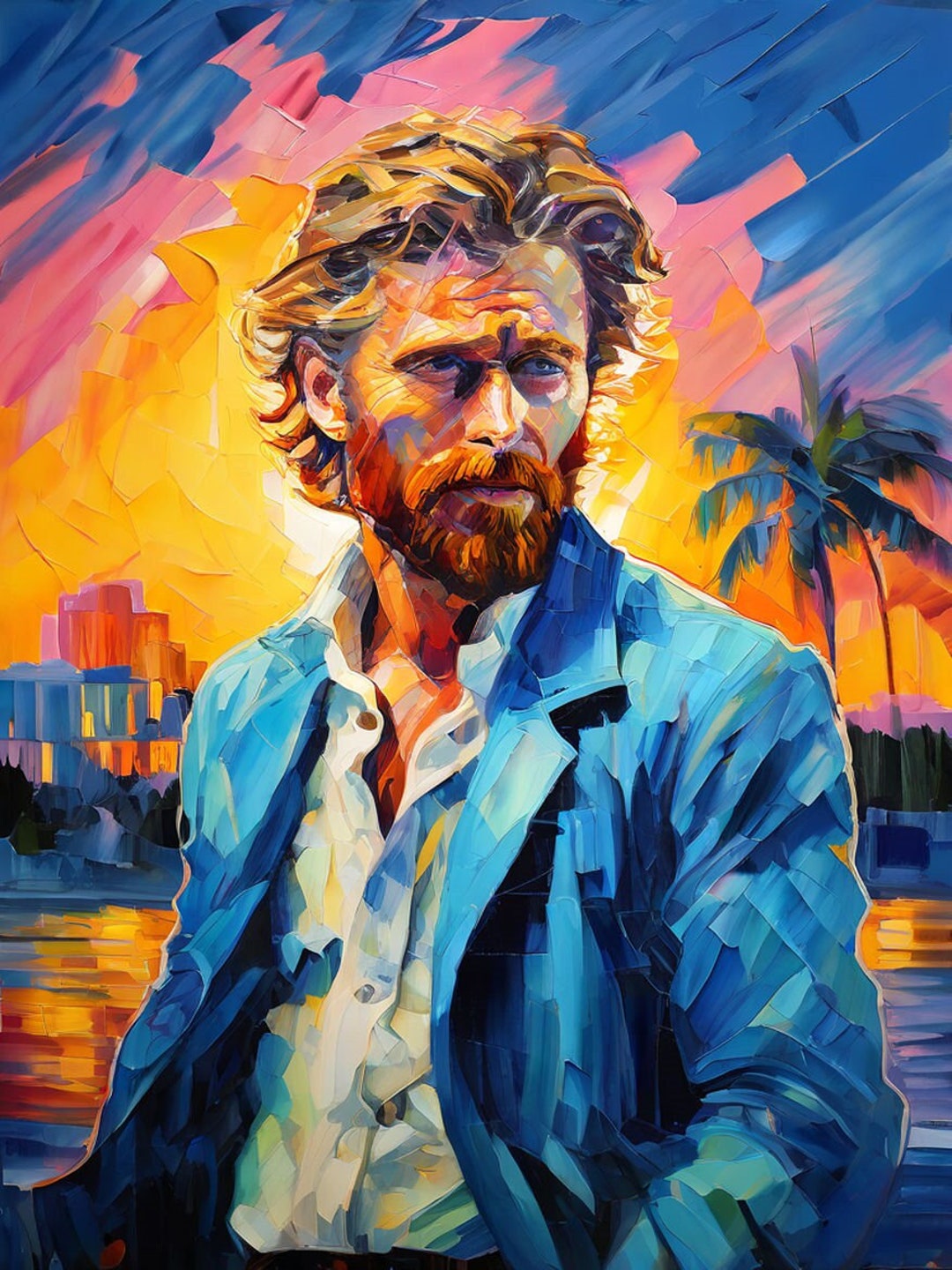 Miami Vice Inspired Painting Digital File, Vincent Van Gogh Inspired ...