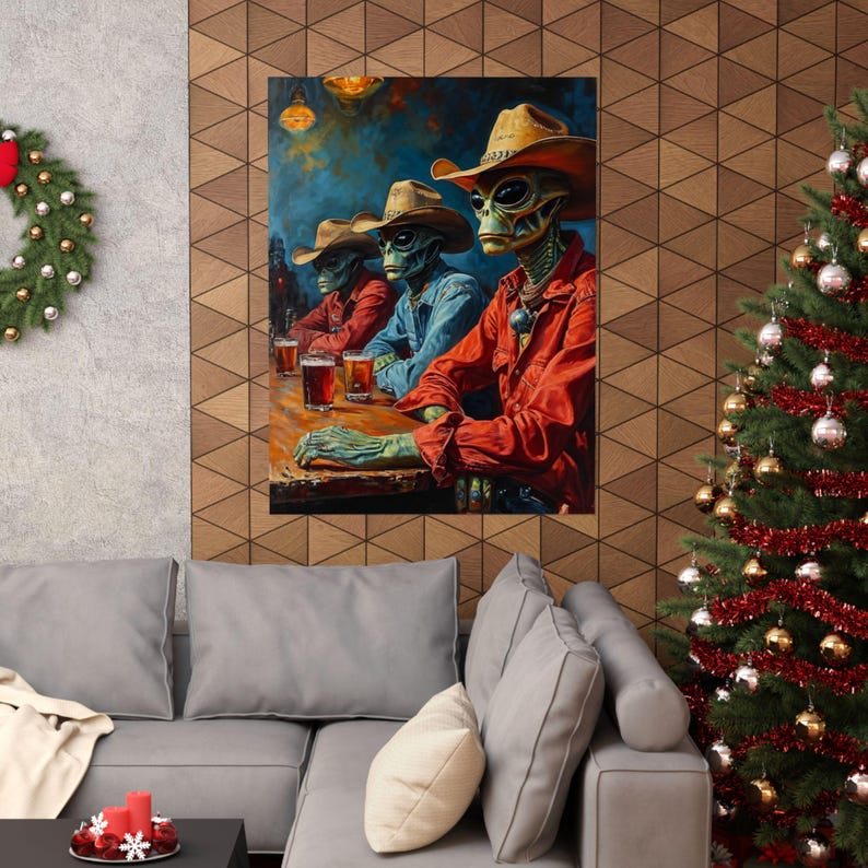 Retro Poster, Vintage Print, 70s Aliens Art, Funky Wall Decor, Matte ...