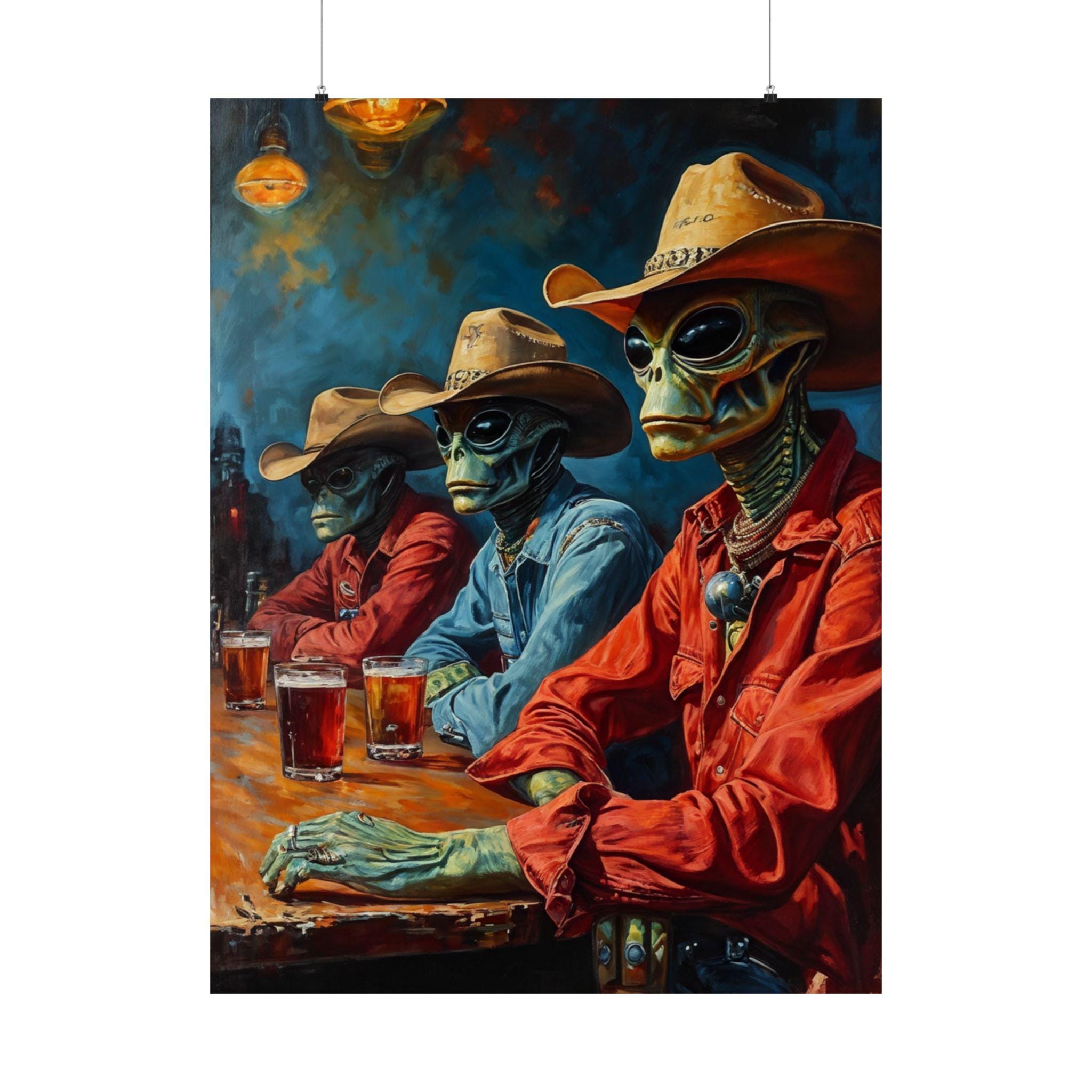 Retro Poster, Vintage Print, 70s Aliens Art, Funky Wall Decor, Matte ...