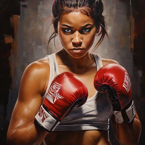 Paintings of Female Boxers / AI Art / 5 Digital Files - Etsy