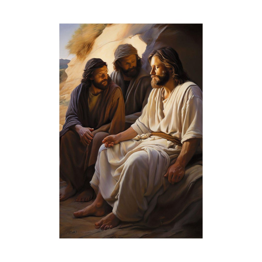 Jesus Peter and John, Religious Painting Poster, Matte Vertical Wall ...