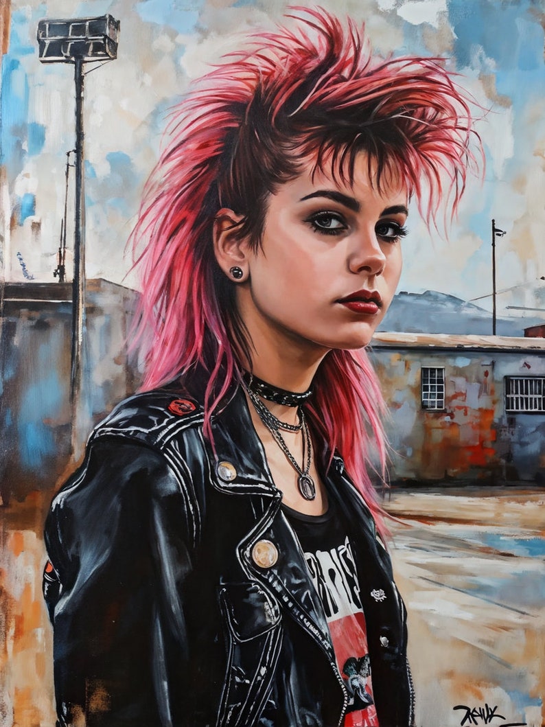 1982 Punk Chick / AI Art / 5 Digital Files - Etsy