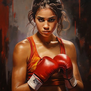 Paintings of Female Boxers / AI Art / 5 Digital Files - Etsy