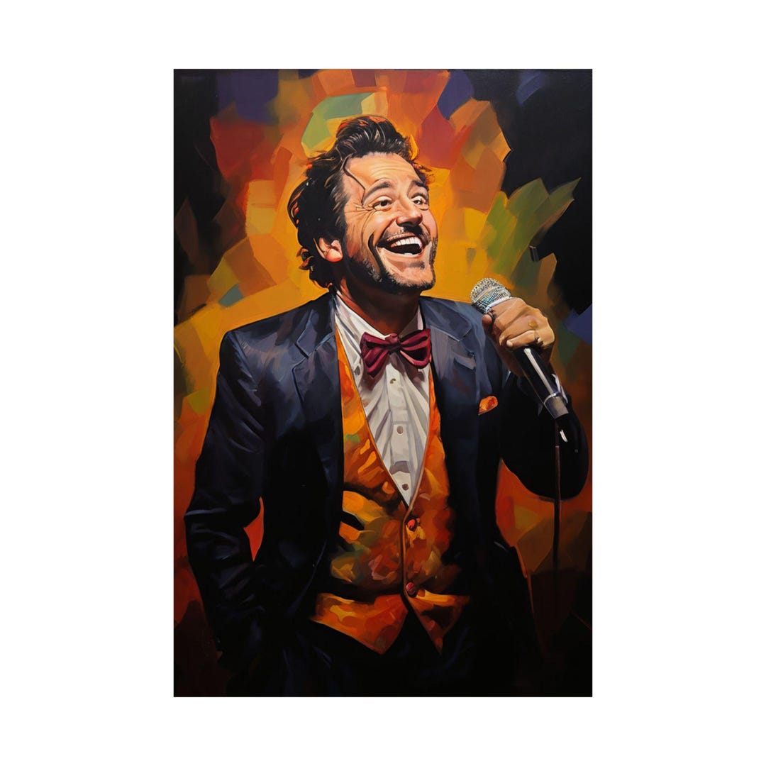 Comedian on Stage Matte Vertical Poster, John Philip Style Painting ...