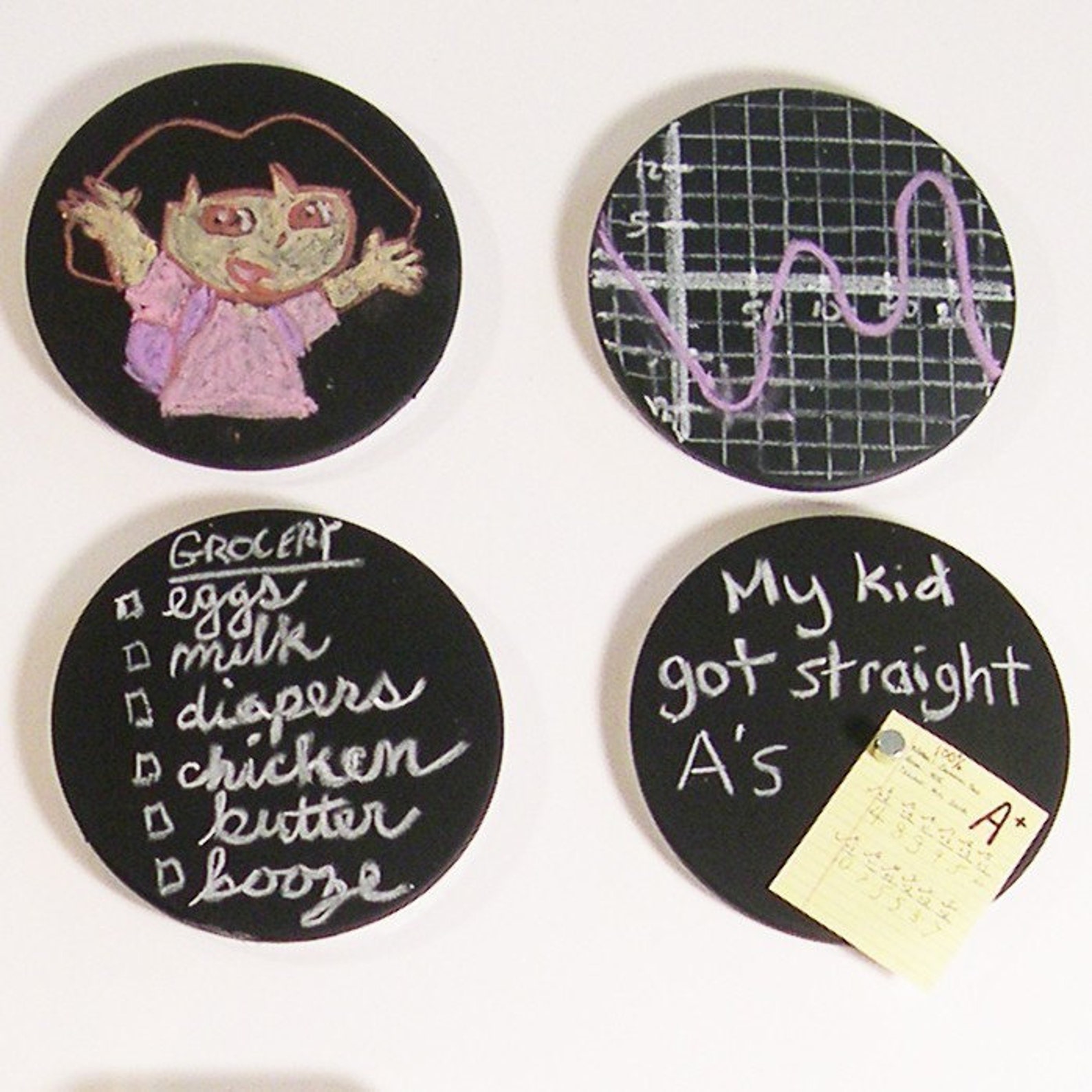 Metal Chalkboard Button or Pin With Mini Eraser Chalk and | Etsy