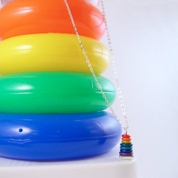 Rainbow Stacking Toy Necklace | Etsy