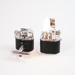 LEATHER or Chrome Working Lighter Cufflinks - Etsy