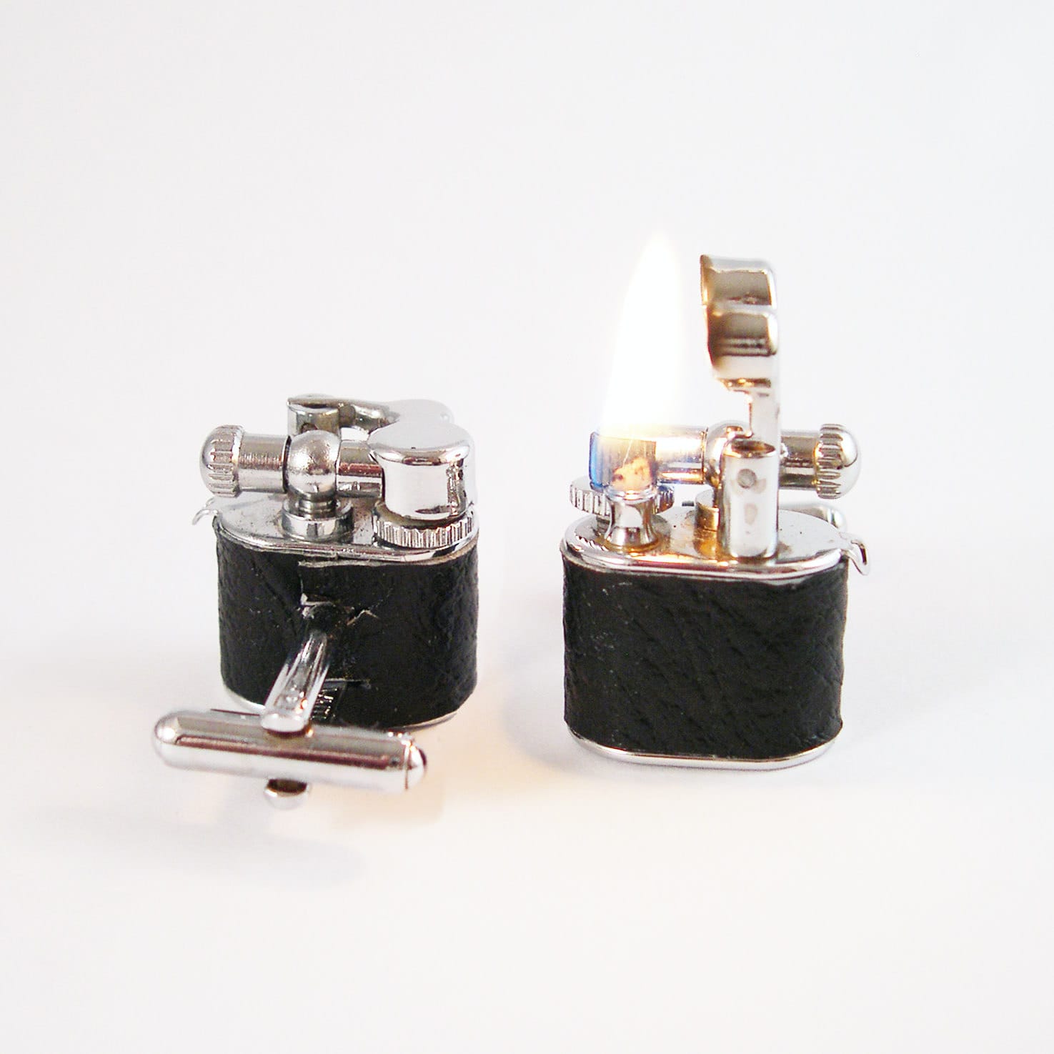 LEATHER or Chrome Working Lighter Cufflinks - Etsy