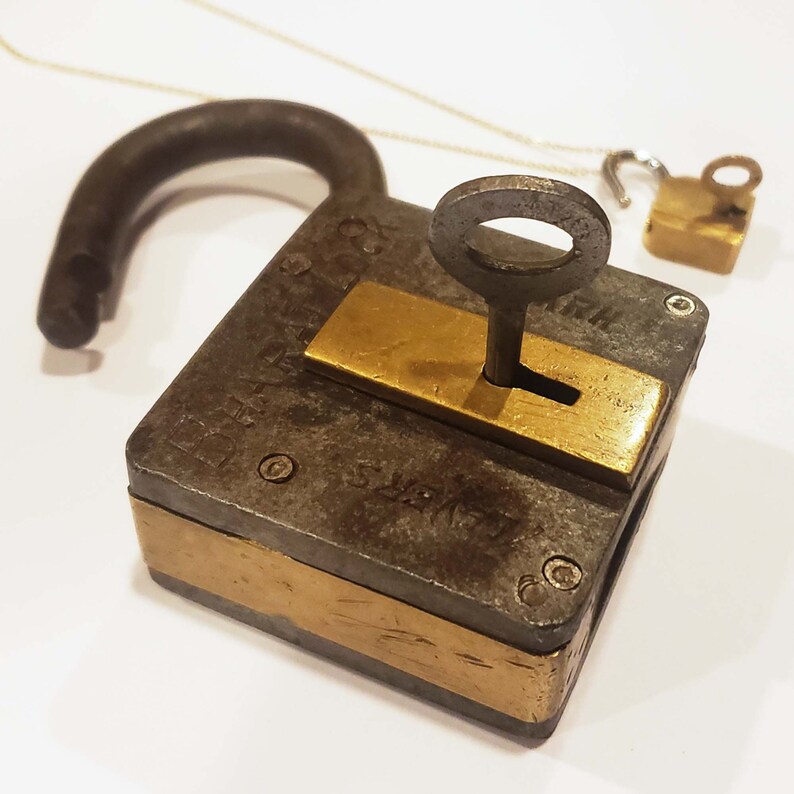 Lock Em up Tiny Working Lever Padlock Necklace With Keys | Etsy