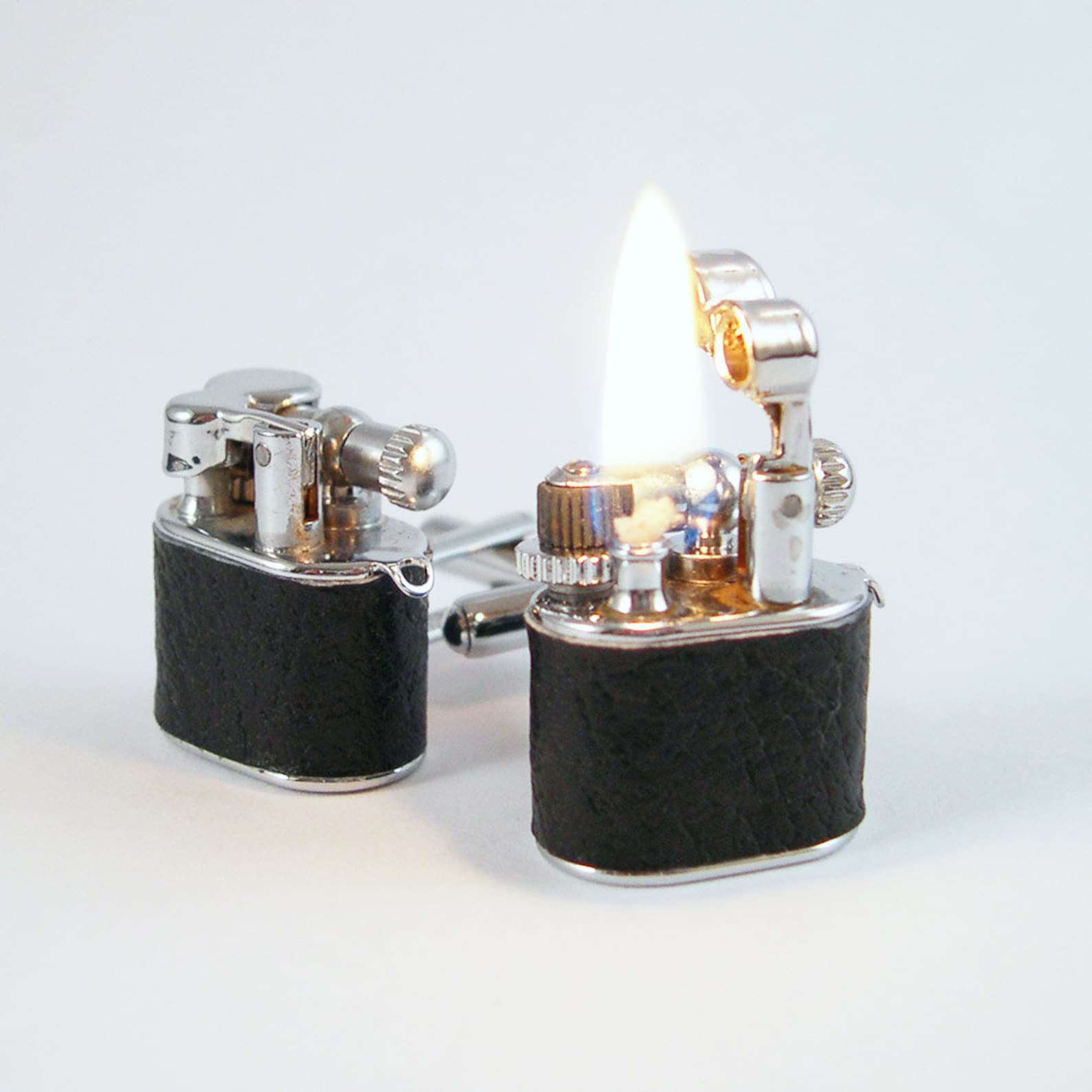 LEATHER or Chrome Working Lighter Cufflinks - Etsy