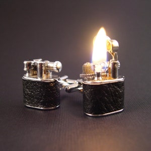 LEATHER or Chrome Working Lighter Cufflinks - Etsy
