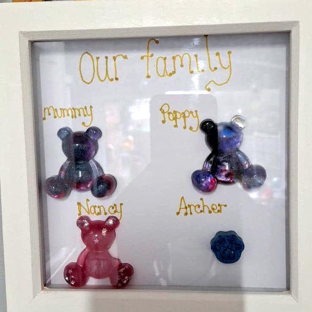 Family Box Frame, Teddy and Paw Display - Etsy