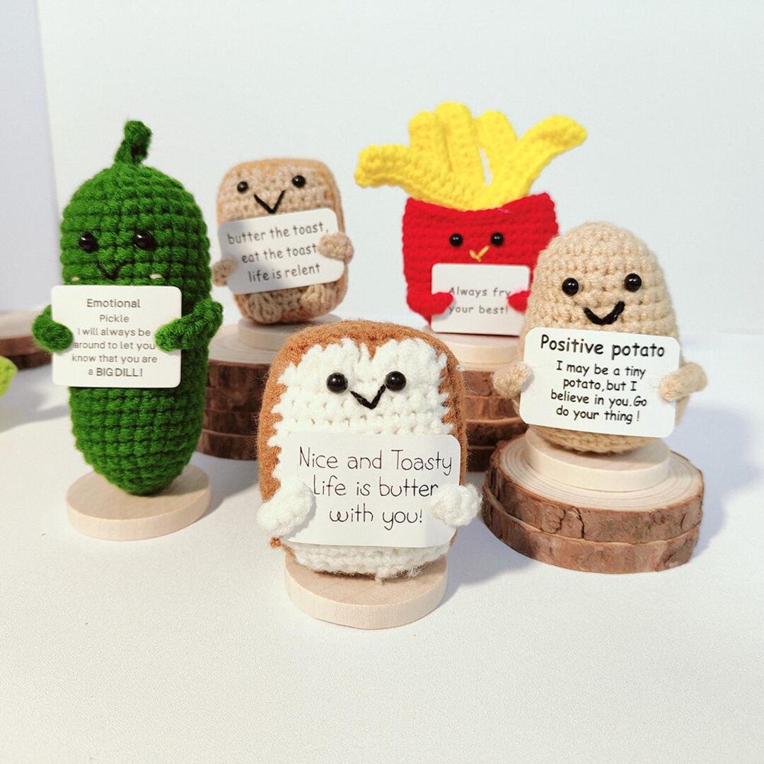 Emotional Support Pickle, Positive Pickle, Crochet Desk Decor, Custom ...