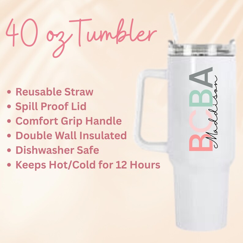 Personalized BCBC 40 Oz Tumbler, Bcba Tumbler With Handle, Gift for ...