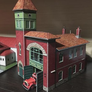DIY 3D Fire Station Model Kit – 1:87 Scale Cardboard Building With Fire ...