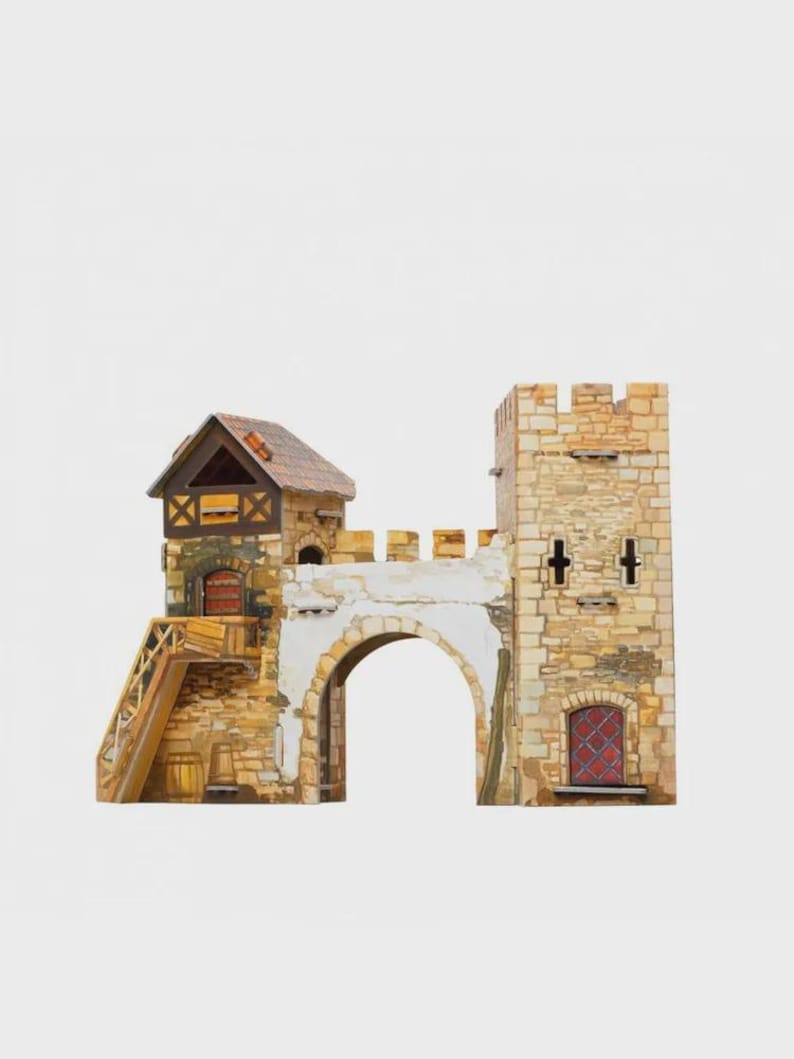 DIY 3D Old City Gate Model Kit – Cardboard Medieval Building Puzzle ...
