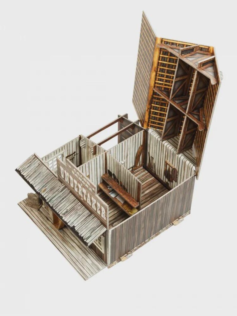 DIY 3D Cardboard Undertaker & Cemetery Model Kit – Wild West Building ...