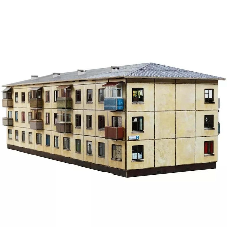 DIY 3D Russian Soviet House Puzzle Three-story Building Khrushchevka ...