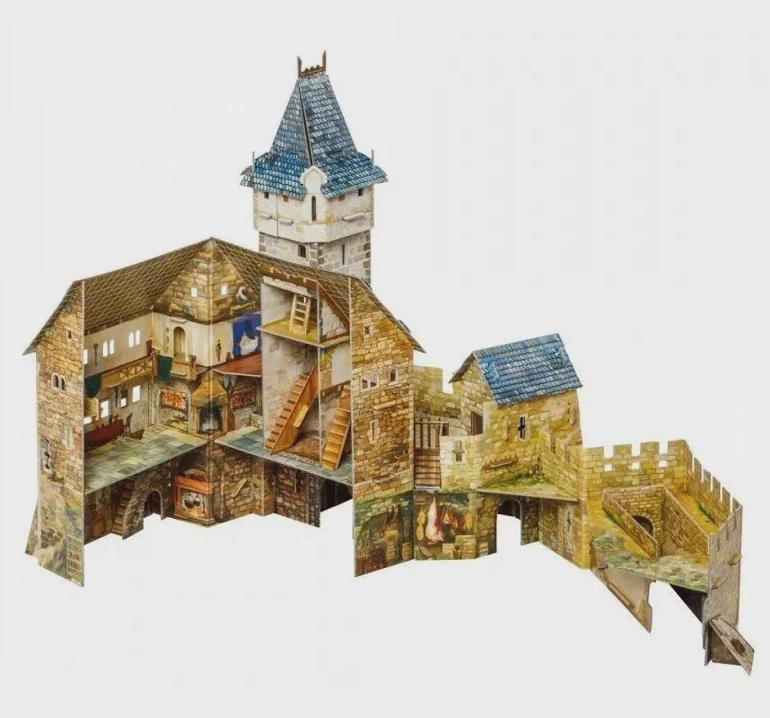 Medieval Castle 3D Model Kit – Cardboard Puzzle With Figurines, DIY ...