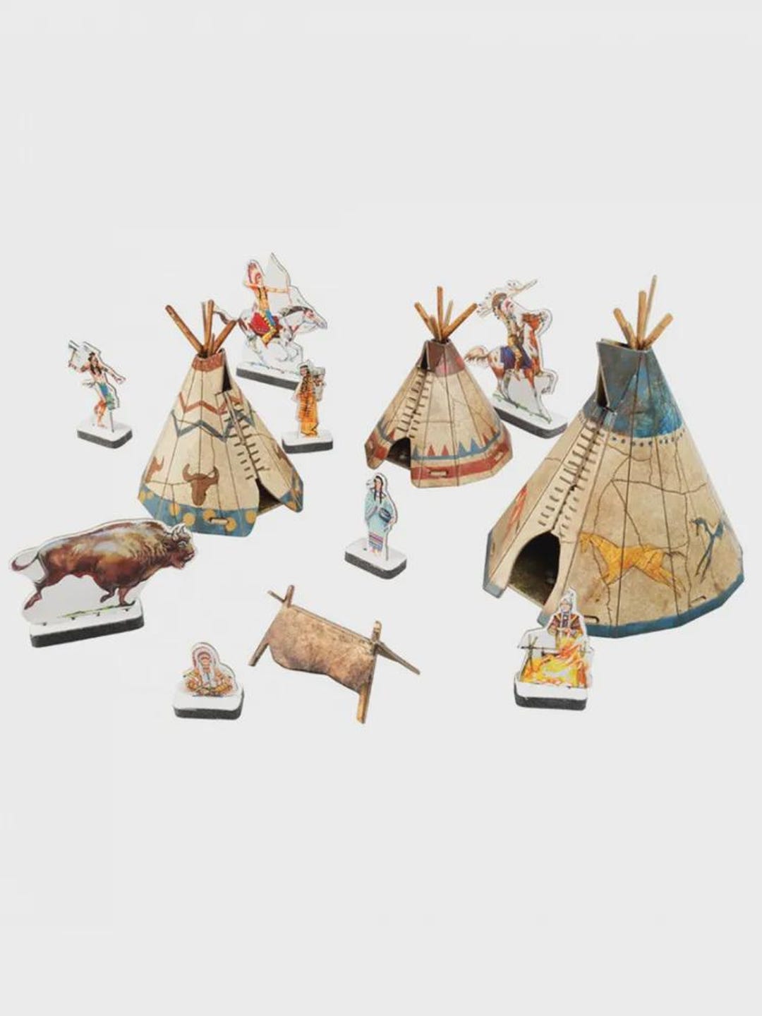 3D Cardboard Indian Camp Diorama Kit – Wild West Teepee Paper Model ...