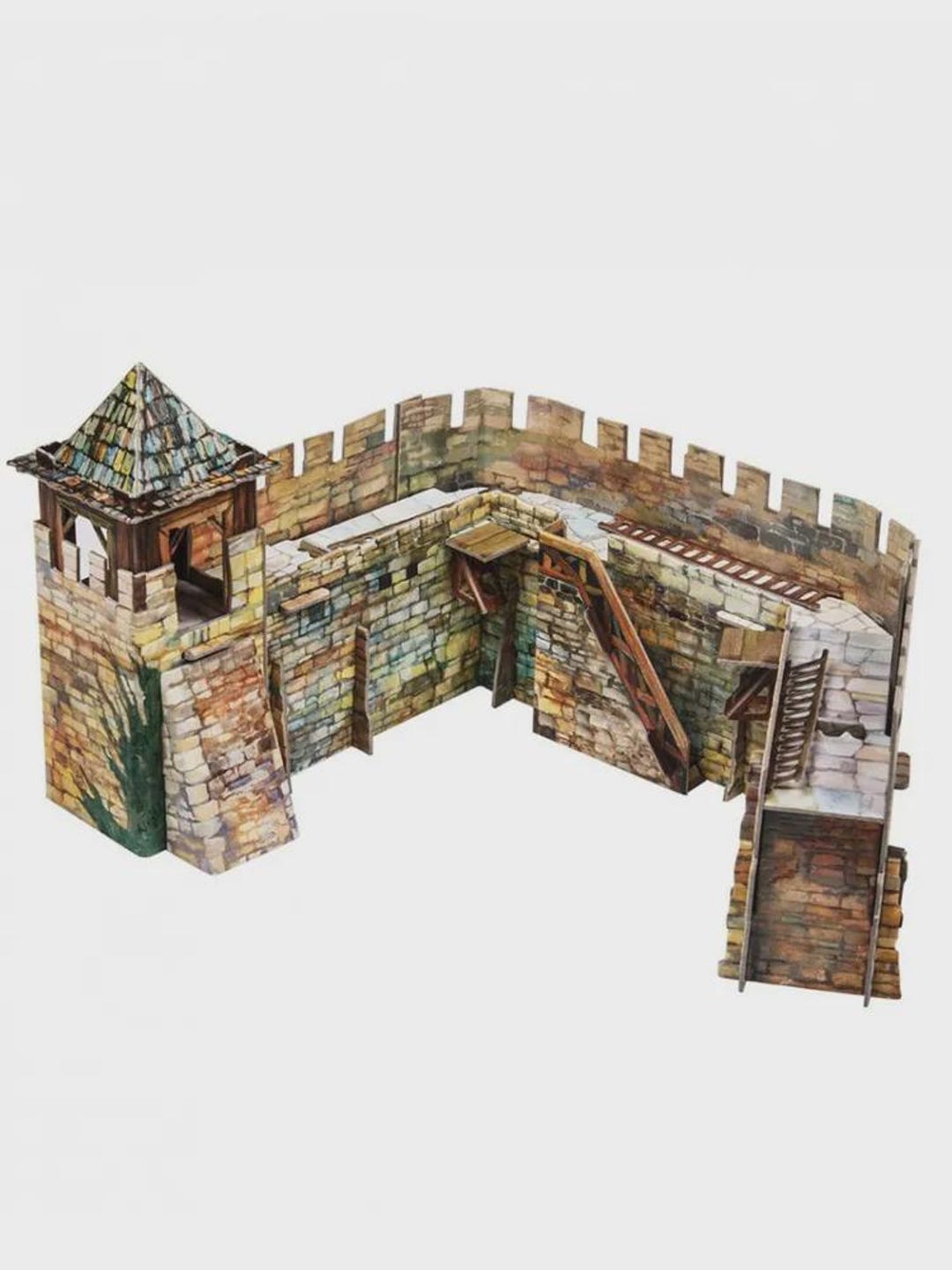 Medieval City Fortress Wall 3D Puzzle Cardboard Model Kit With Soldiers ...