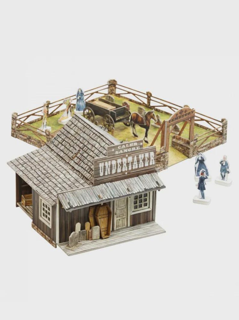 DIY 3D Cardboard Undertaker & Cemetery Model Kit – Wild West Building ...