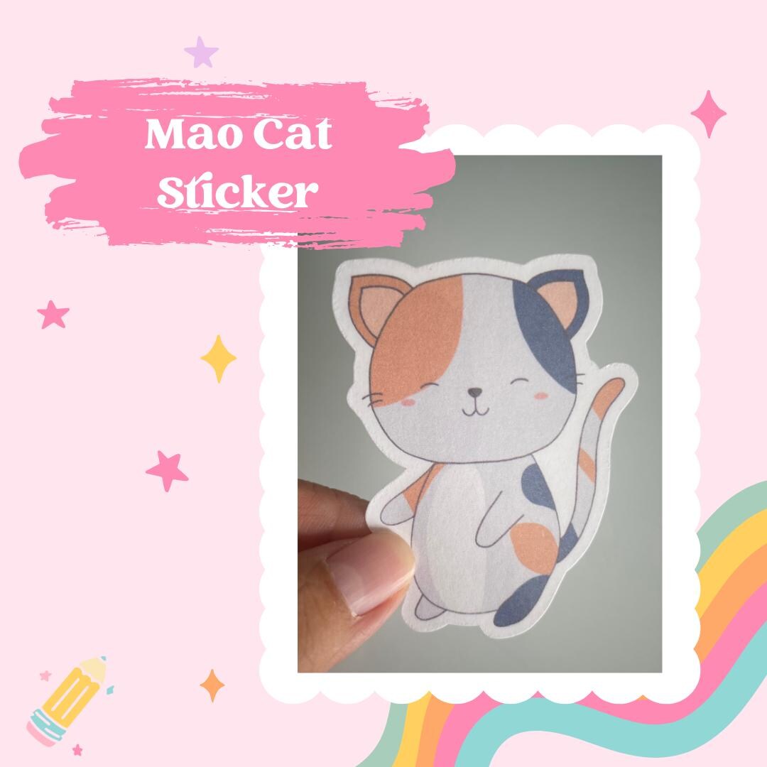 Cat Mao Sticker, Kitty Cat, Cottagecore, Calico, Stickers, Kawaii, Cute ...