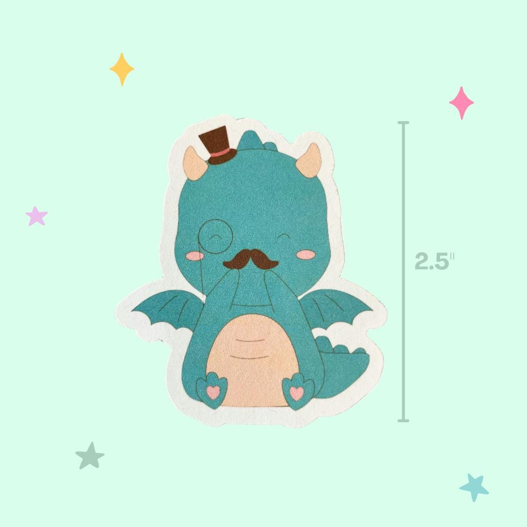 Dapper Dragon Sticker, Cheerio, Dragon, Draco, Stickers, Dragon, Kawaii ...