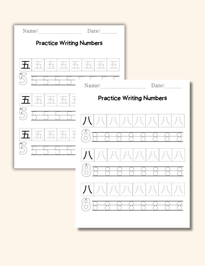 Learn to Count and Write Numbers in English and Chinese | Printable ...