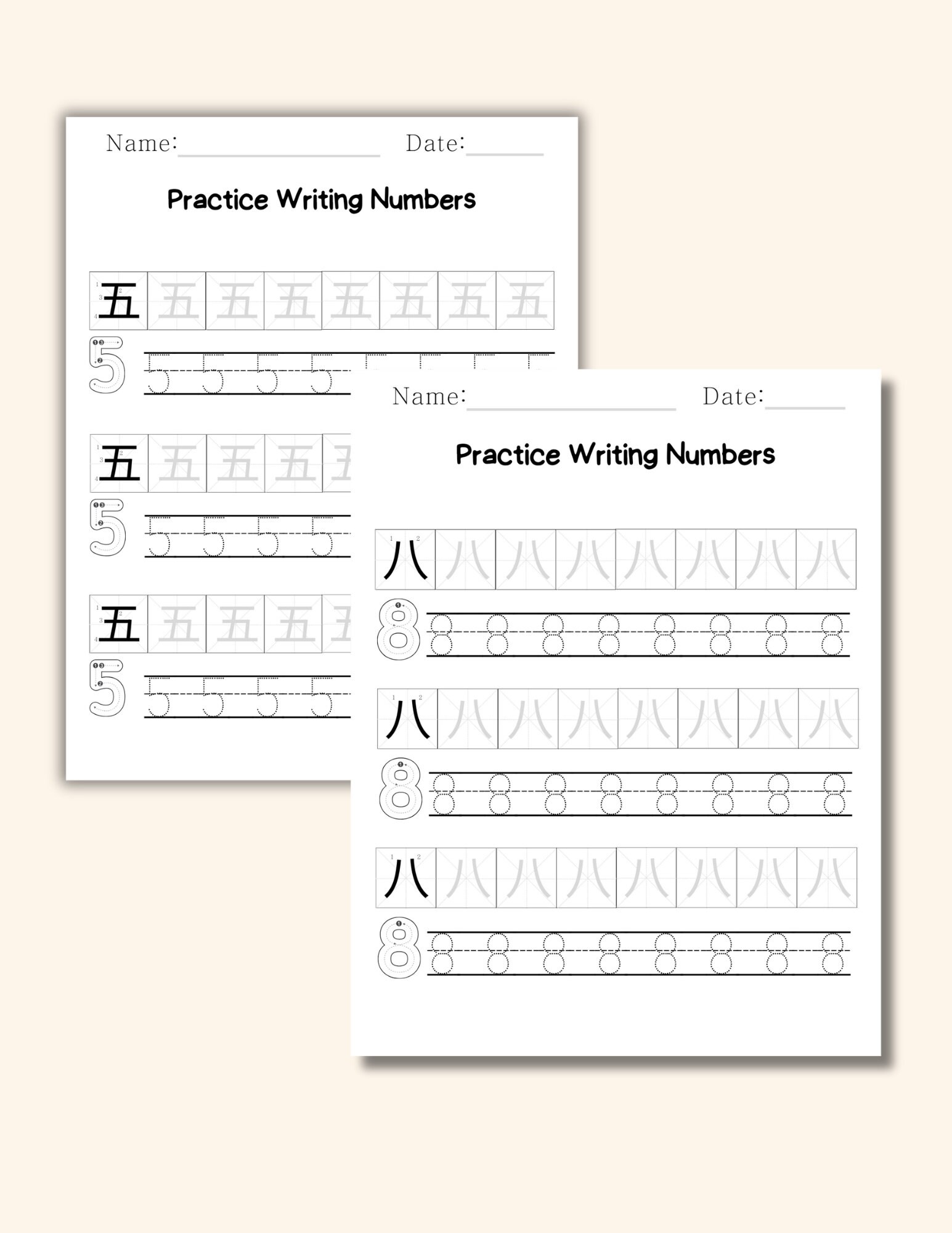 Learn to Count and Write Numbers in English and Chinese | Printable ...