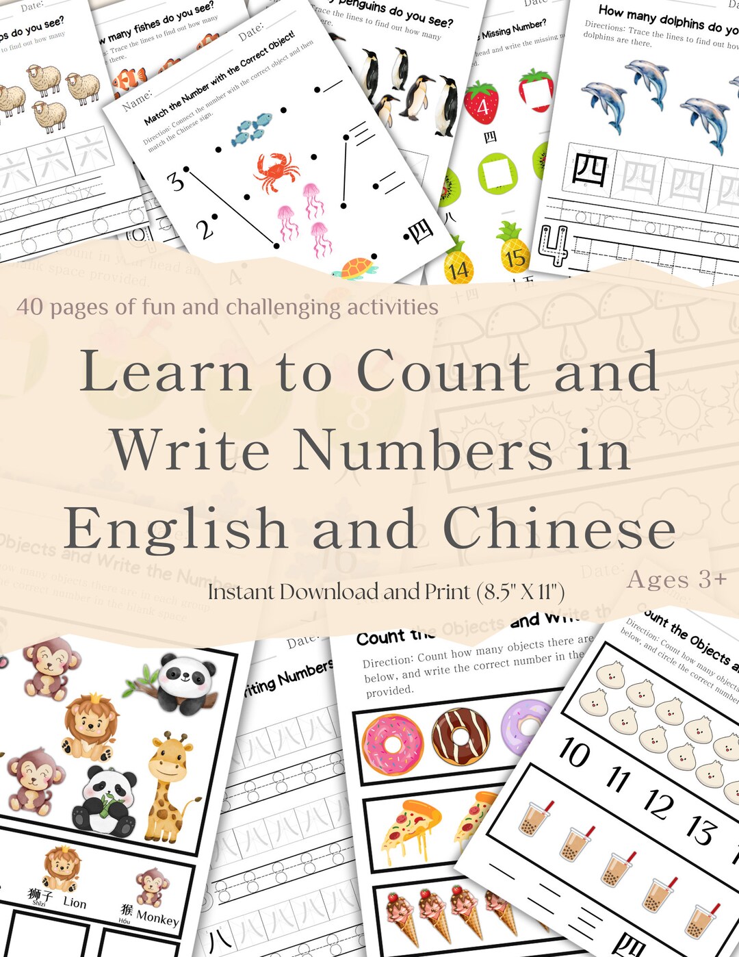Learn to Count and Write Numbers in English and Chinese | Printable ...