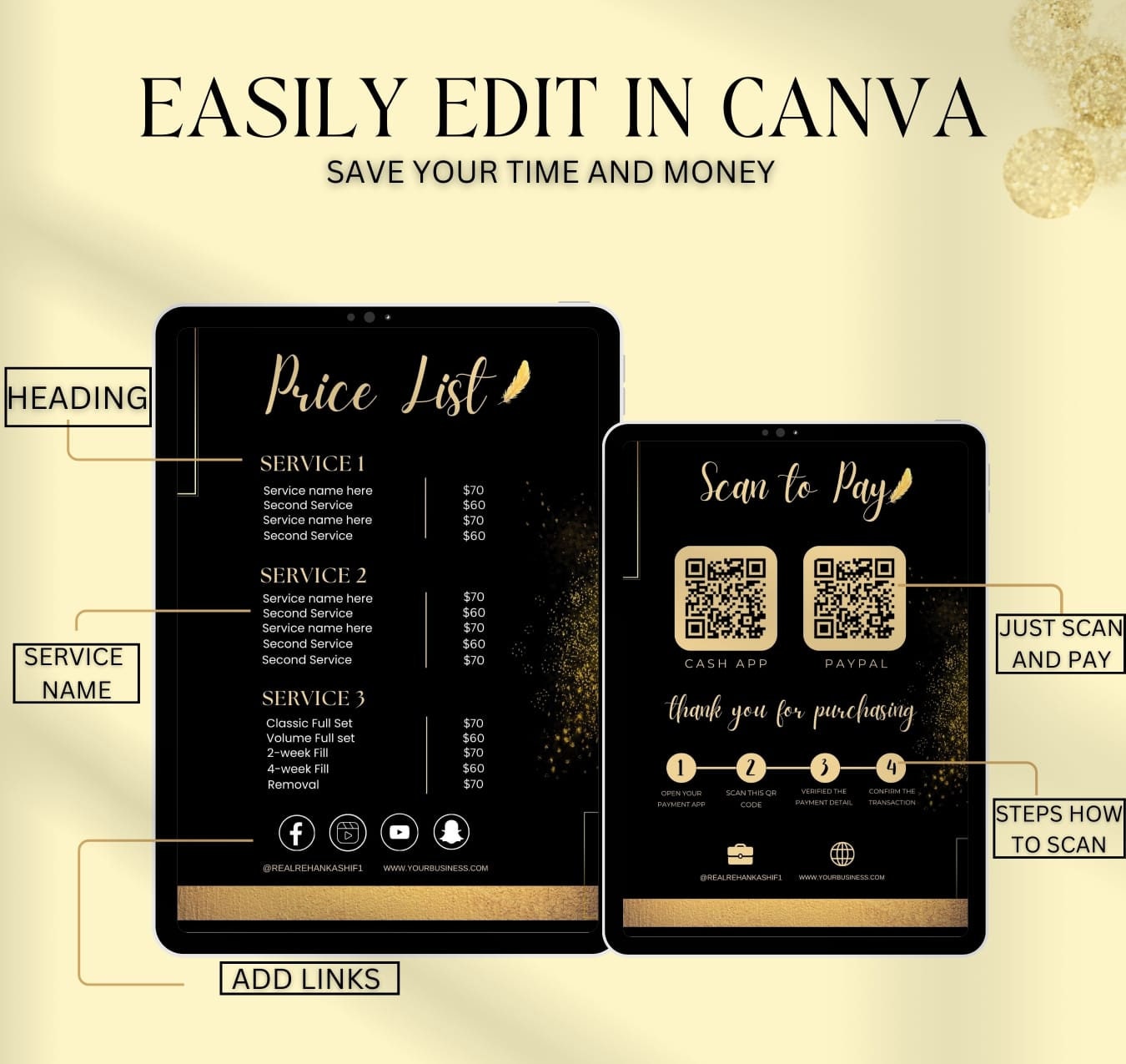 Price List Template, Scan to Pay, Printable Price List, QR Code Sign ...